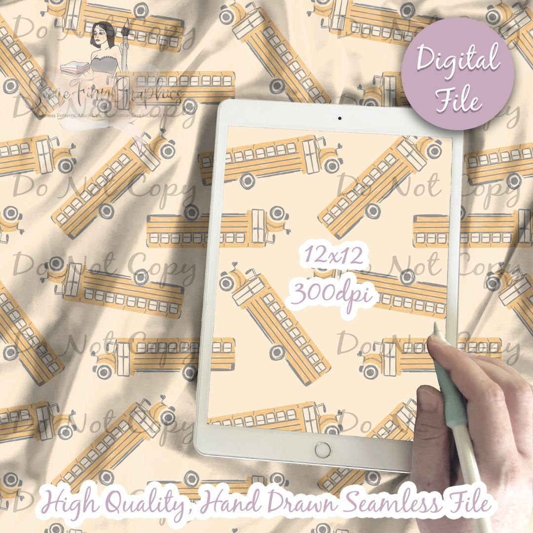 Back to School Seamless Pattern, School Bus Digital Paper, Bus Driver ...