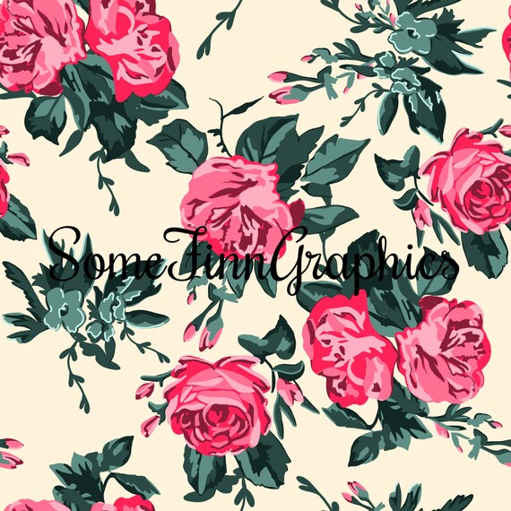 Roses Digital Paper Seamless Bold Rose Floral Pattern | Etsy