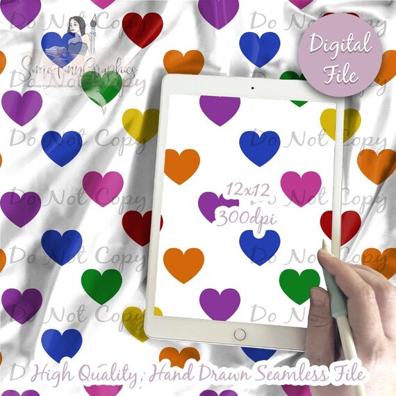 Colorful Hearts Digital Paper Seamless Rainbow Pattern - Etsy