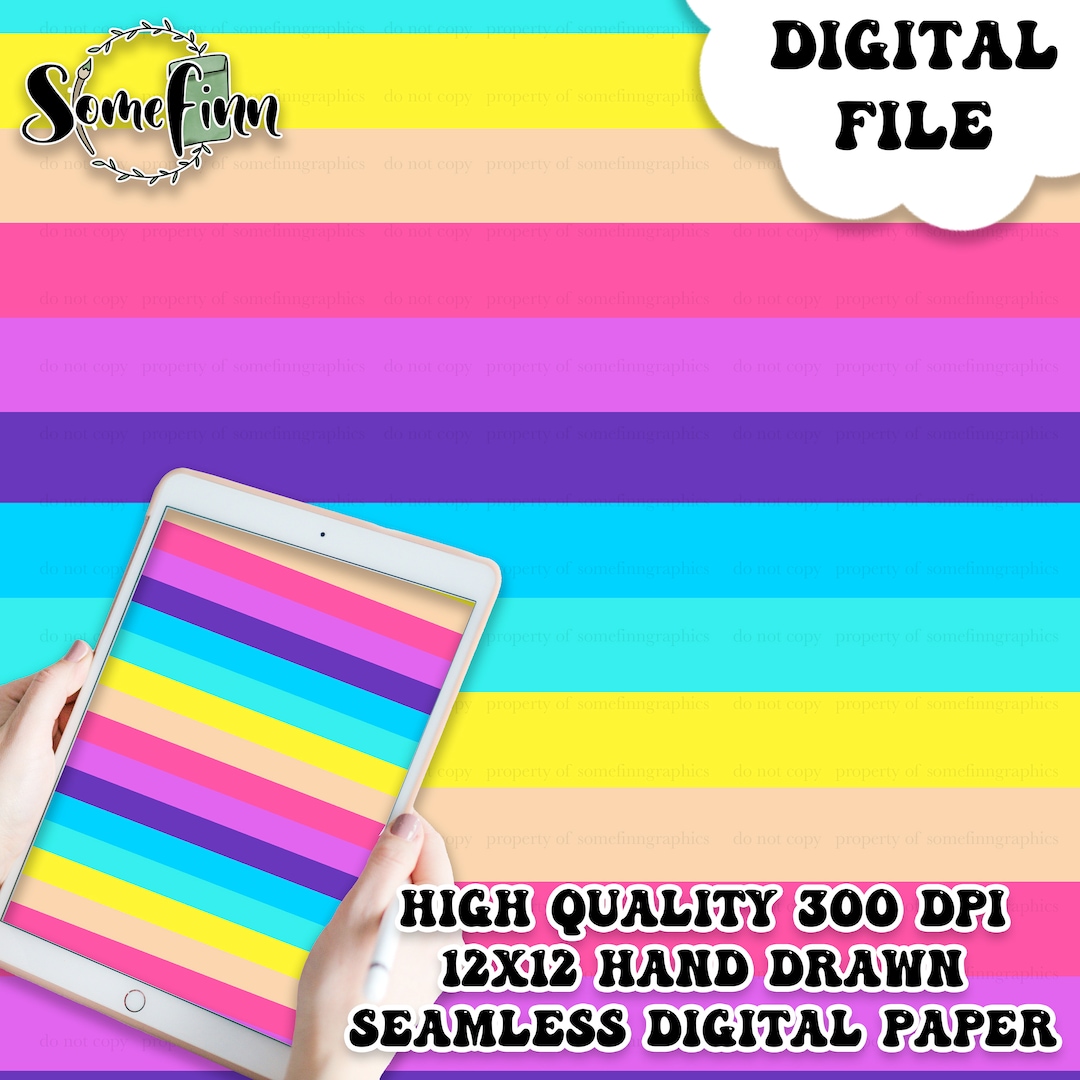 Colorful Fun Stripes Digital Paper, Seamless Stripe Pattern, Fabric ...