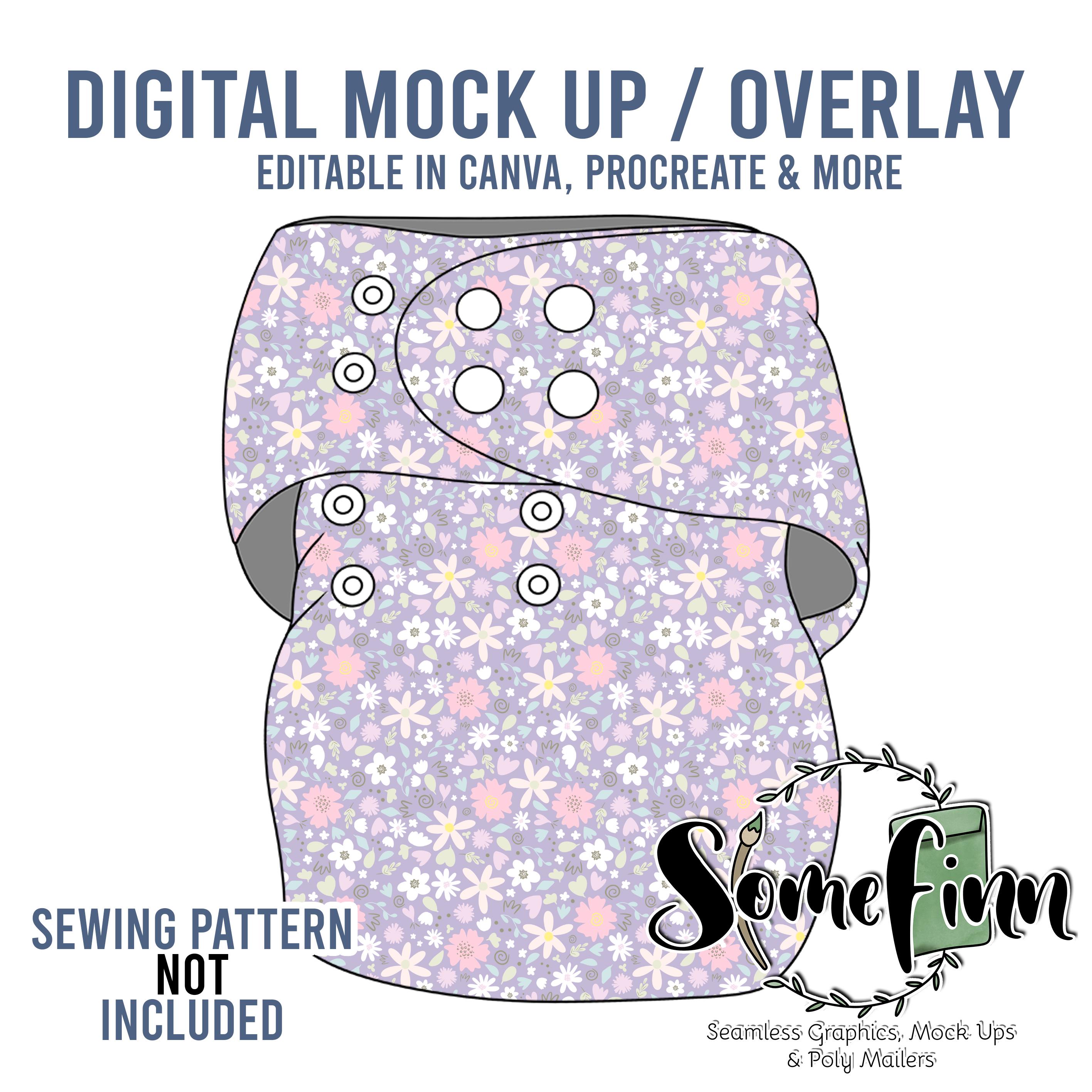 Fitted Cloth Diaper Mockup PNG, Baby Diaper Digital Mock Up, Reusable ...
