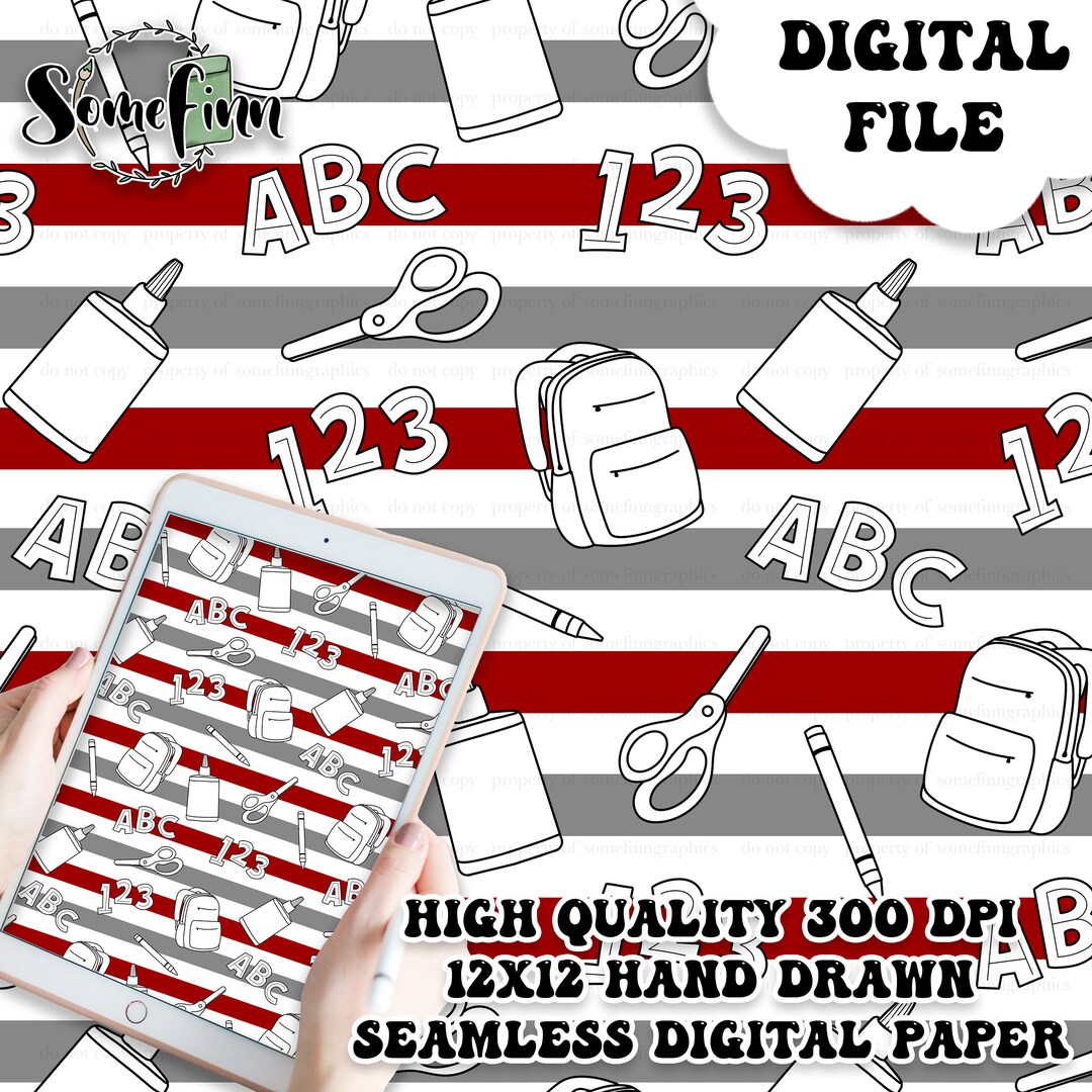 Back to School Seamless Pattern, School Digital Paper, Teaching ...