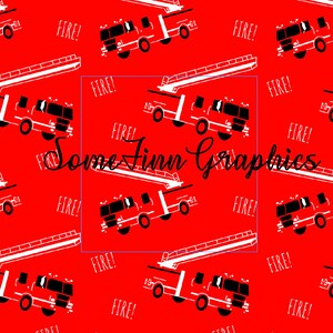 Firetrucks Digital Paper - Seamless Fire Truck Pattern, Fire Fighter ...