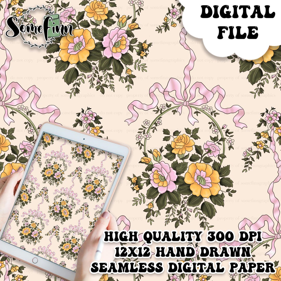 Grandmillennial Vintage Flowers Texture Seamless Design Pattern ...