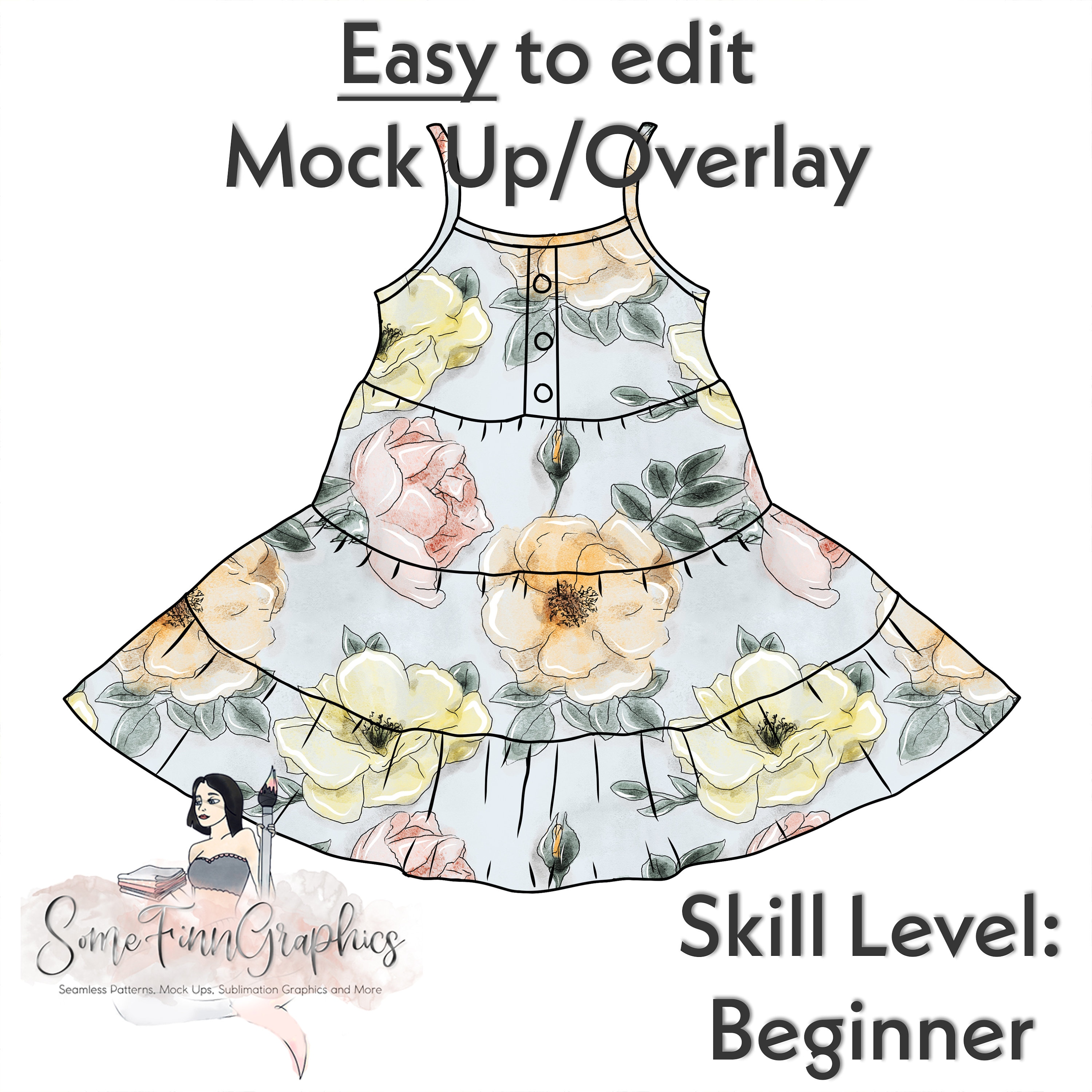 Sleeveless Dress Mock-up / Flare Dress Mock up / Dress Digital Mock up ...