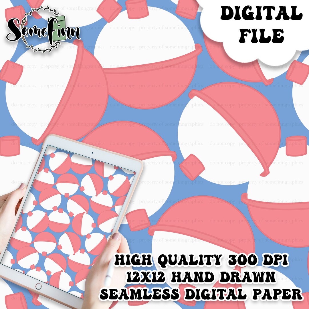 Fishing Digital Paper Seamless, Fishing Seamless Pattern, Bobber ...