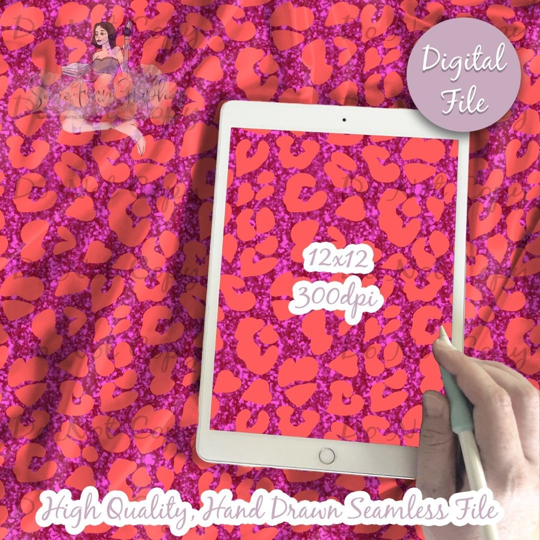 Pink Leopard Cheetah Print Digital Paper, Seamless Valentines Day ...