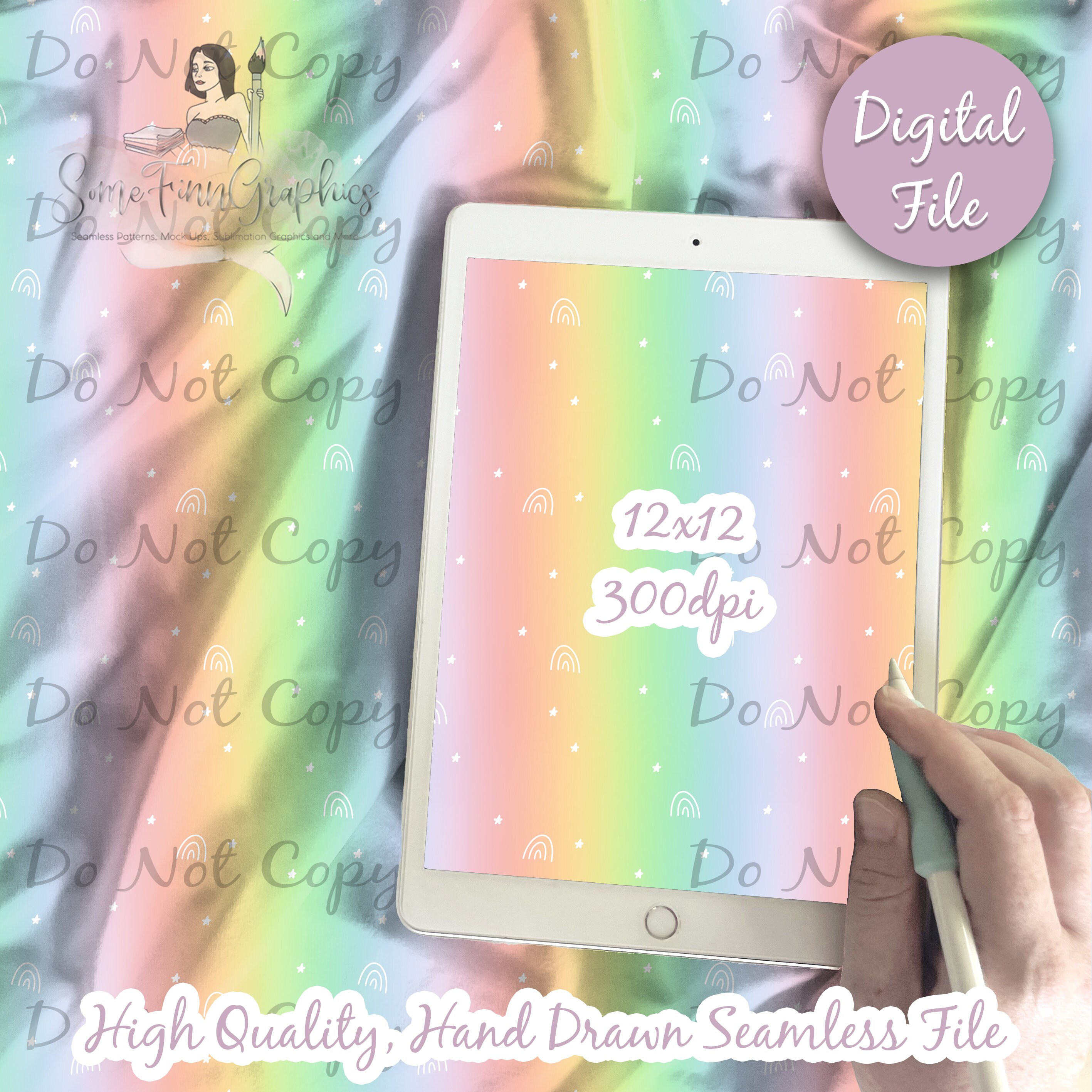 Pastel Rainbow Seamless Pattern, Soft Ombre Stripe Fabric Design, Tiny ...
