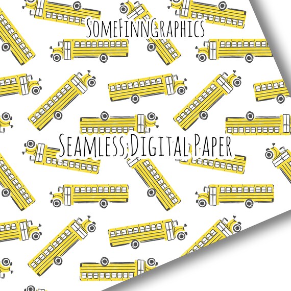 Back to School Seamless Pattern School Bus Digital Paper Bus - Etsy