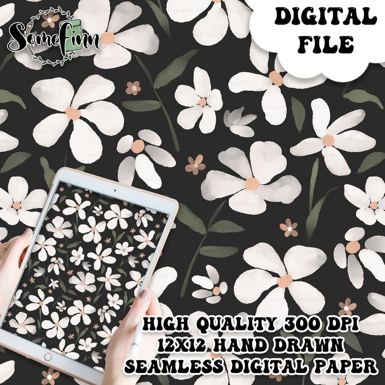 Watercolor Floral Seamless Digital Paper Pattern, Fabric Design or ...