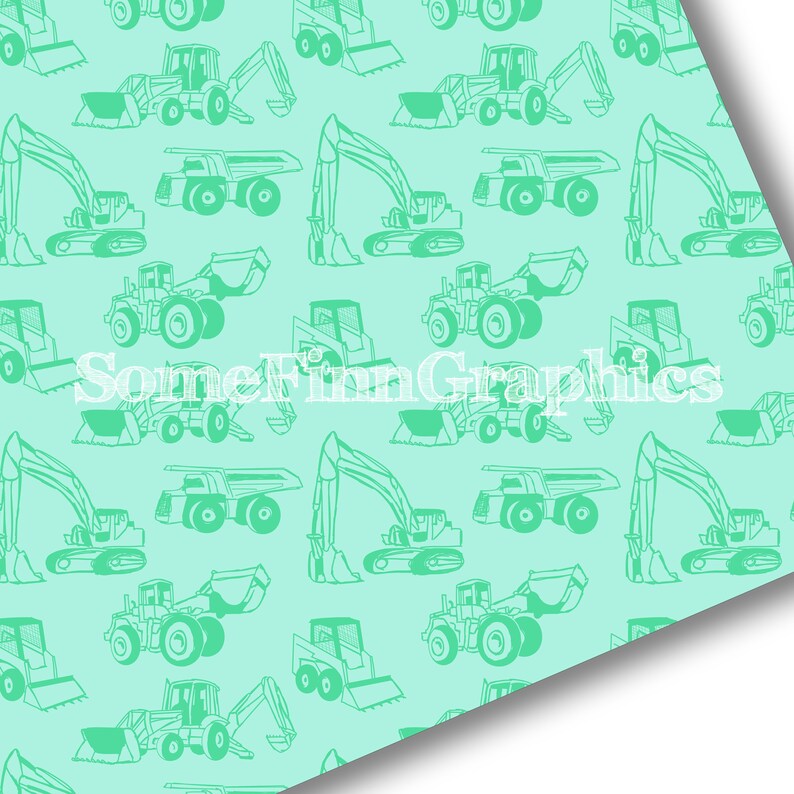 Construction Trucks Digital Paper Seamless Tractor Pattern - Etsy