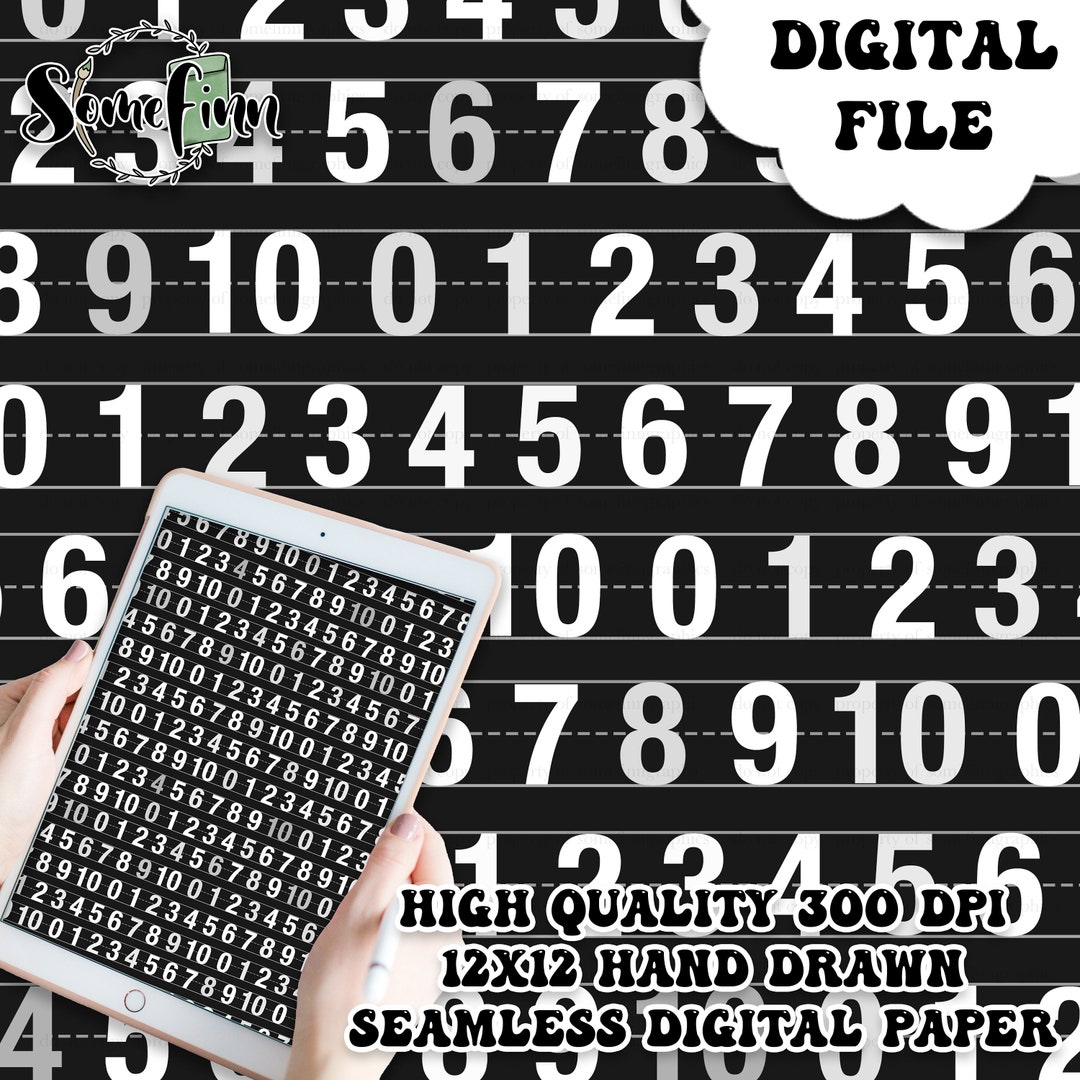 123s Seamless 12x12 Digital Paper | Fabric Math Counting Numbers ...