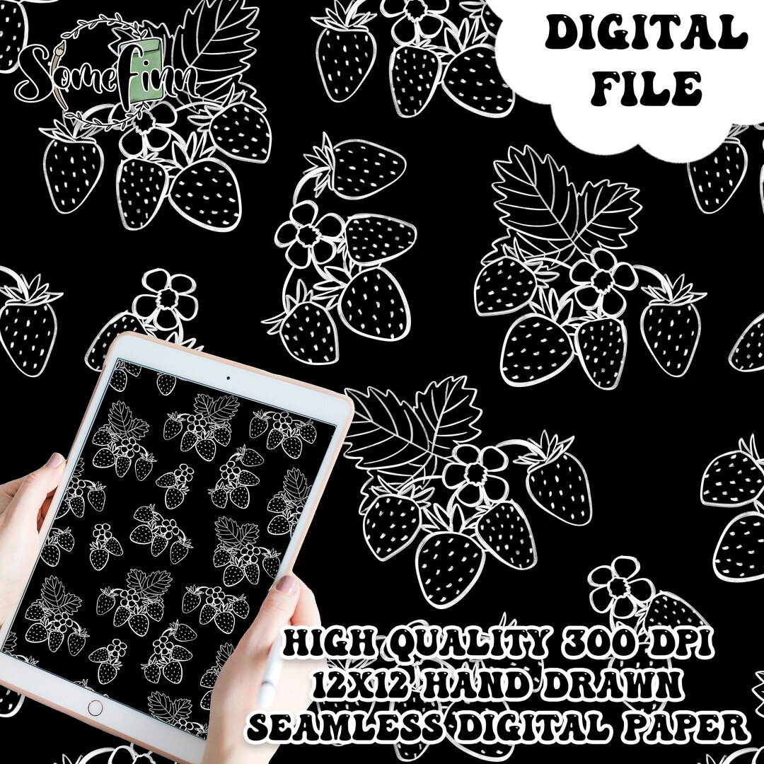 Strawberries Seamless Digital Paper | Fabric Strawberry Pattern ...