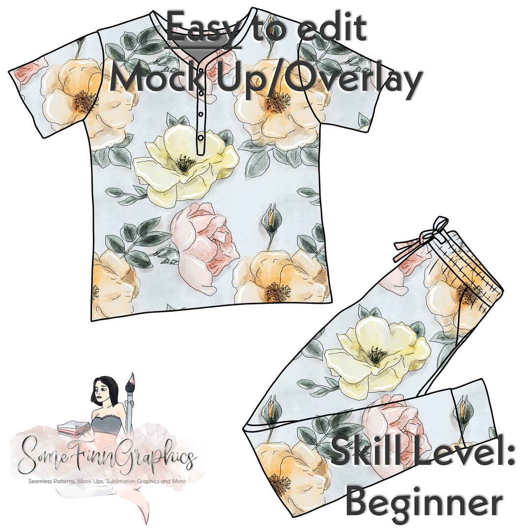 Pajamas Mock-up / Pjs Mock up / Two Piece Long Sleeve Digital Mock up ...