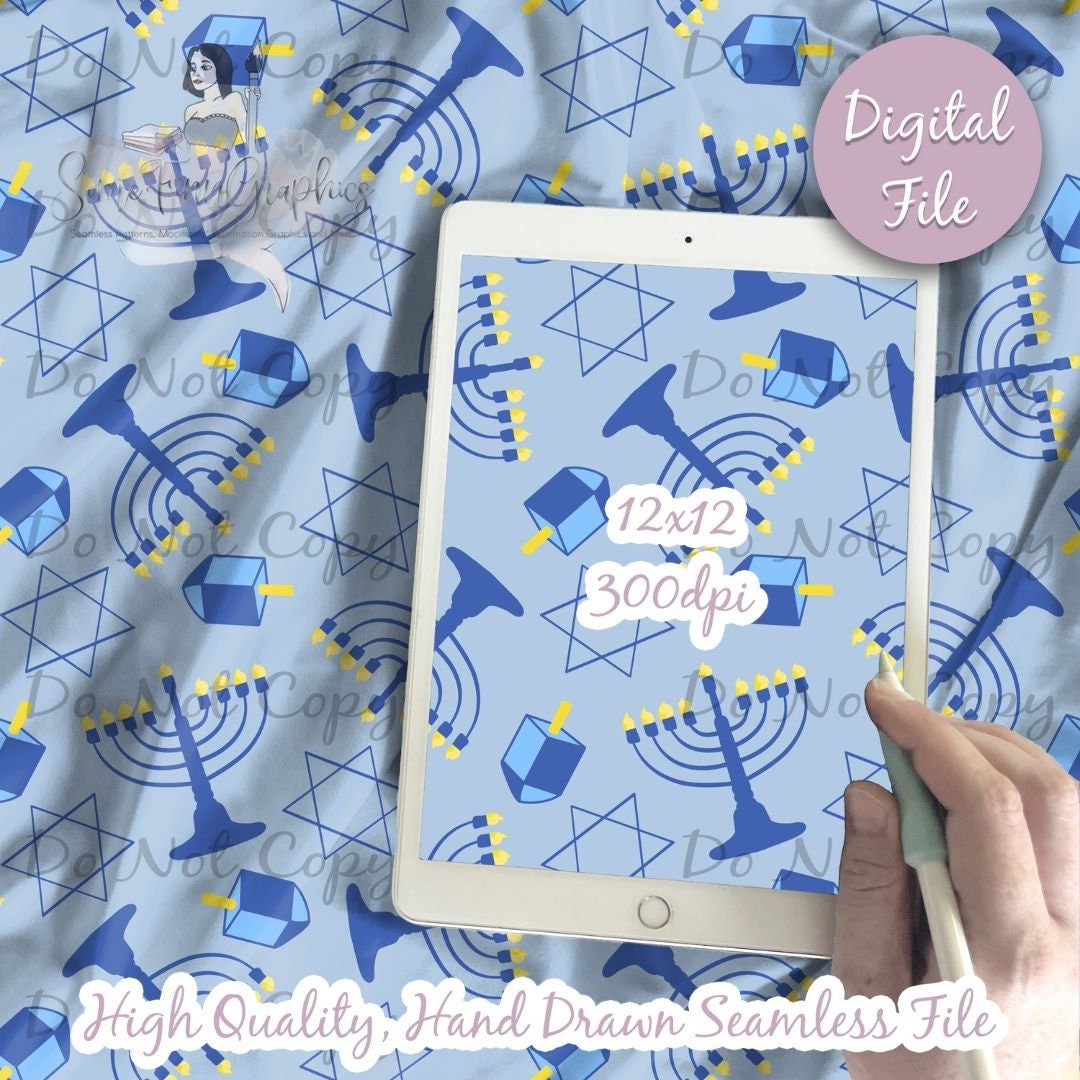 Hanukkah Digital Paper - Seamless Jewish Dreidel Pattern, Holiday ...