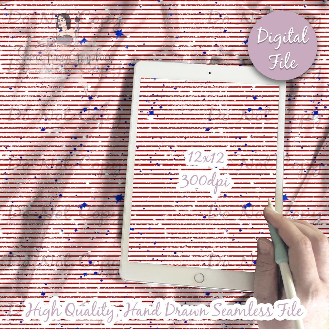 Tiny Red Stripe Digital Paper - Seamless 4th of July Pattern, Patriotic ...