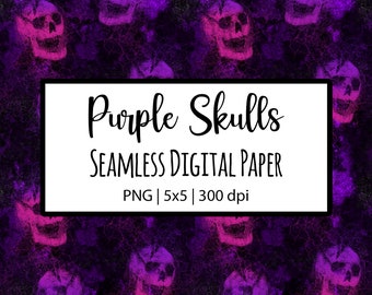 Neon Skulls Digital Paper Seamless Skull Skeleton Pattern | Etsy