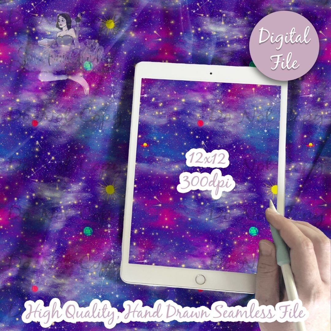 Space Galaxy Digital Paper, Planets Stars Seamless Pattern, Outerspace ...