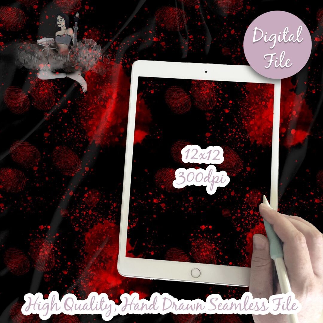 Blood Splatter Seamless Pattern / Horror Fingerprint Digital Seamless ...