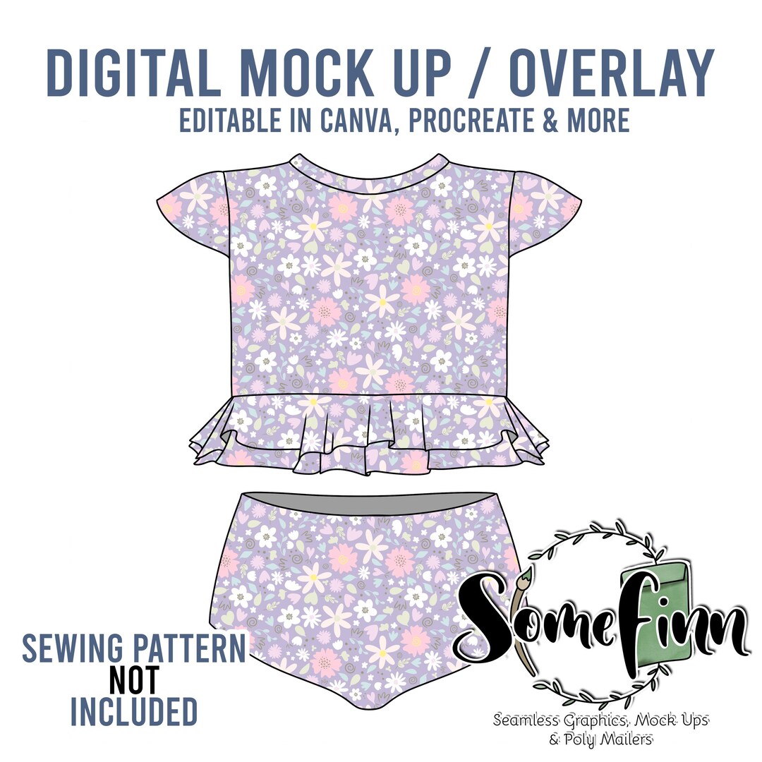 Ruffle Crop Peplum Swimsuit Mock-up / Knotted Swim Suit Mock up ...