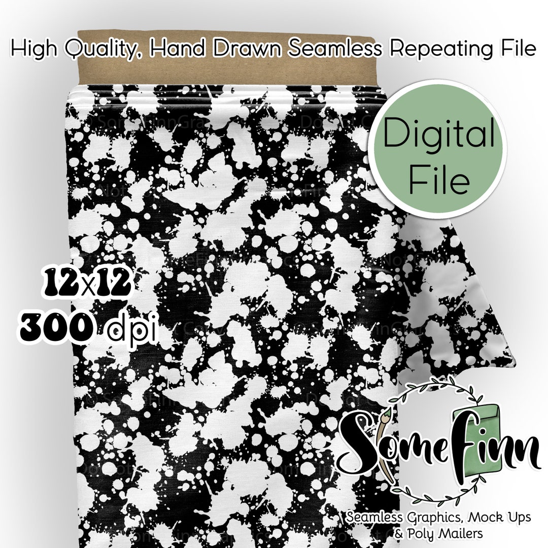 Black and White Splatter Seamless Design Pattern / Black White Paint ...