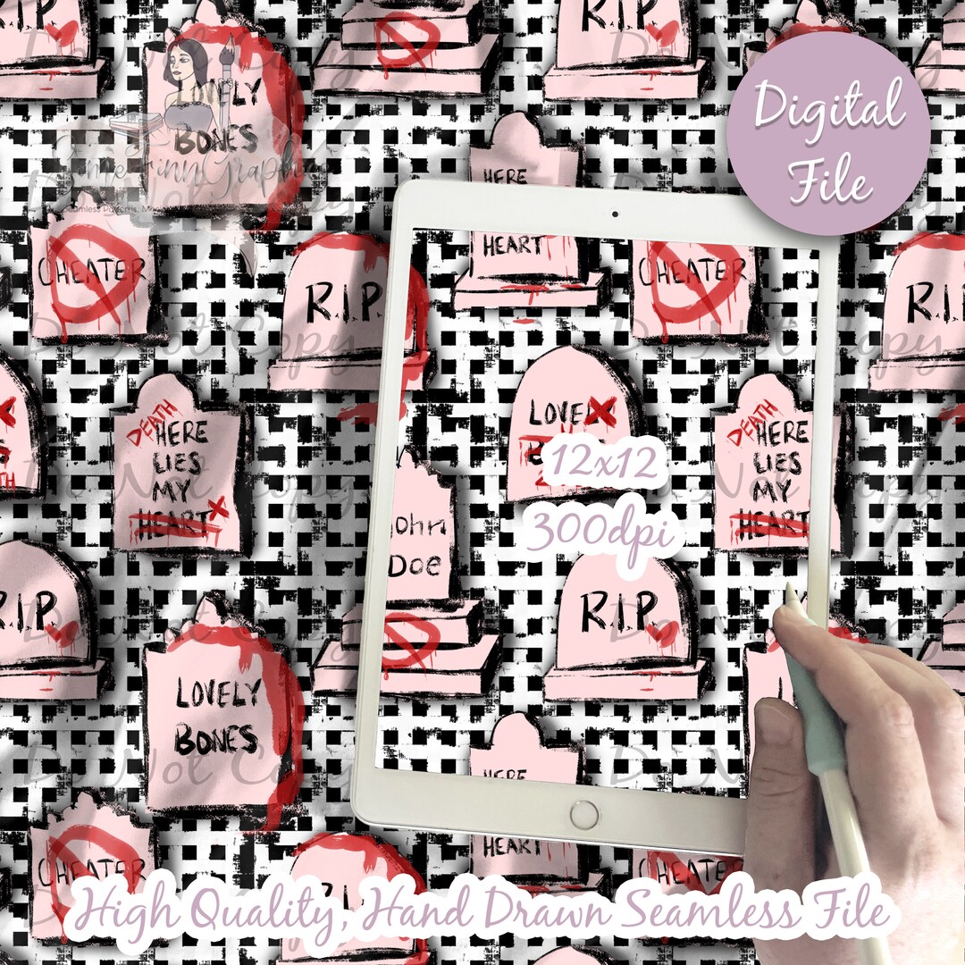 Spooky Valentines Day Digital Paper - Seamless Pattern, Heart Valentine ...