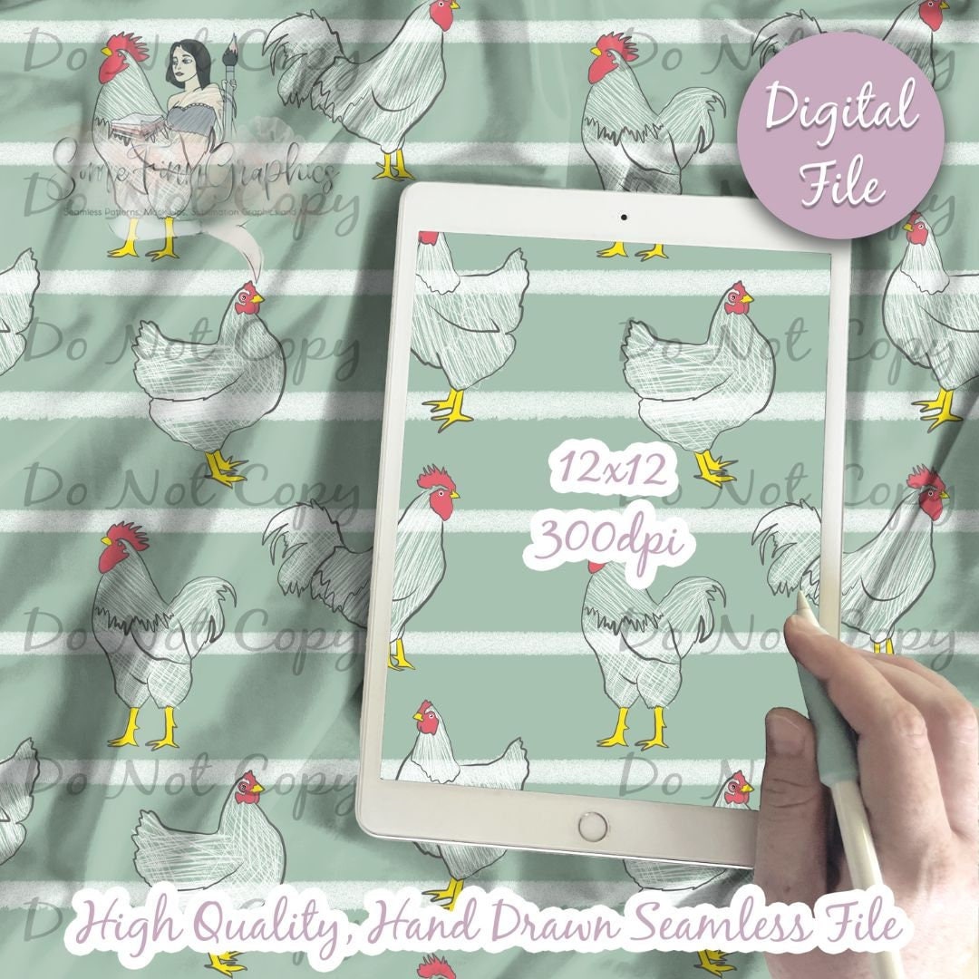Chicken Seamless Pattern, Chicken Digital Pattern, Chicken Seamless ...