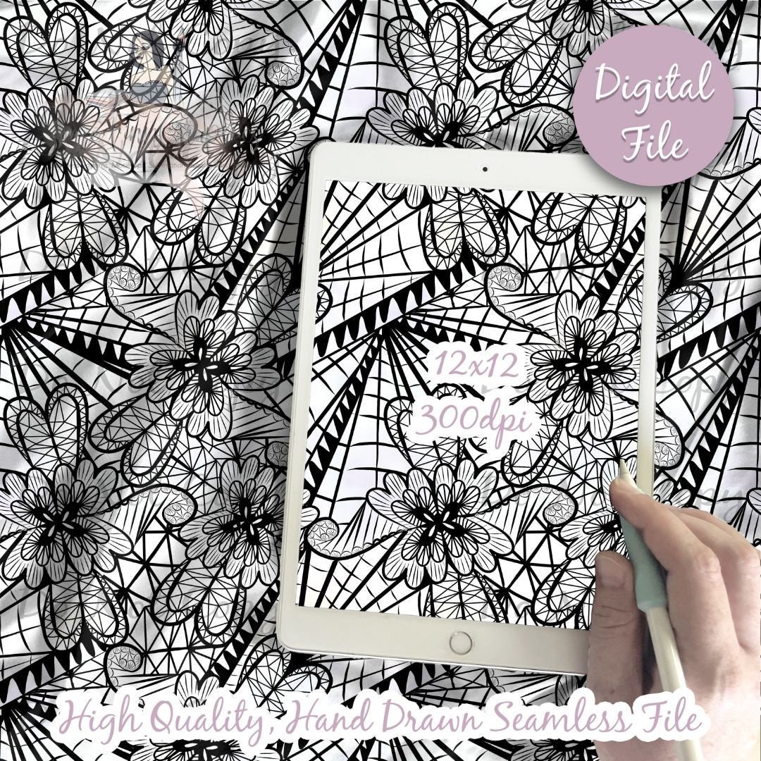 Black Lace Digital Paper, Seamless Lace Pattern, Black and White Fabric ...