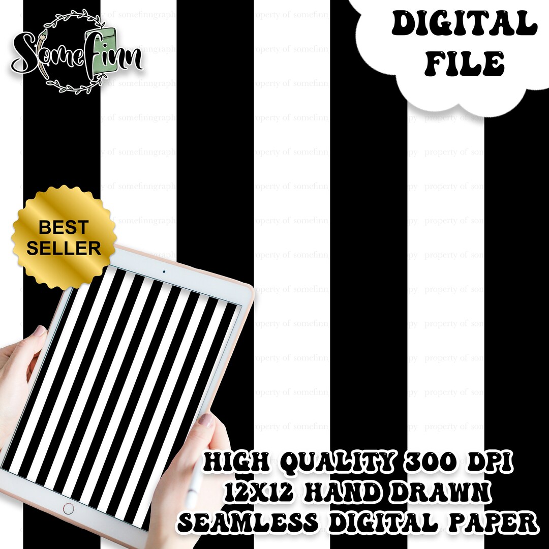Black and White Stripes Digital Paper, Seamless Stripe Pattern, Fabric ...