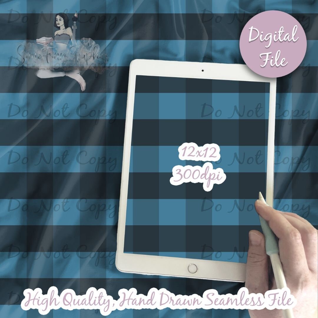 Buffalo Plaid Blue Flannel Digital Paper - Seamless Pattern, Plaid ...