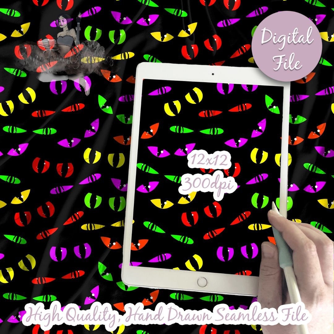 Halloween Spooky Eyes Digital Paper, Seamless Halloween Pattern, Scary ...