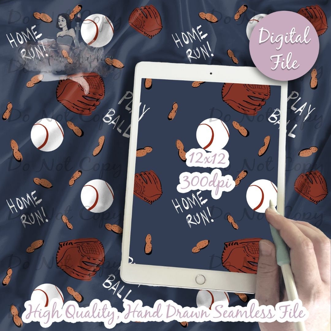 Baseball Digital Paper, Seamless Pattern, Baseball Fabric Instant ...