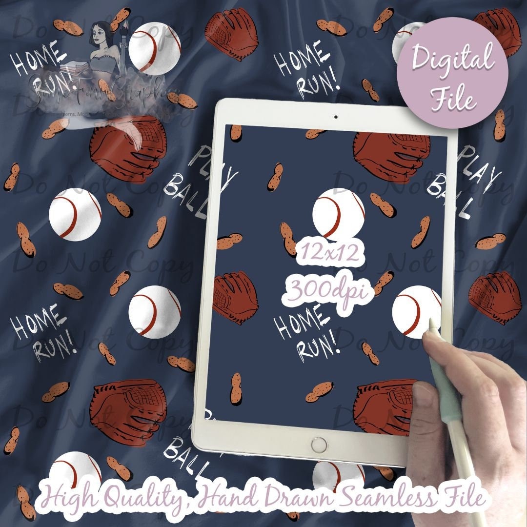 Baseball Digital Paper Seamless Pattern Baseball Fabric - Etsy