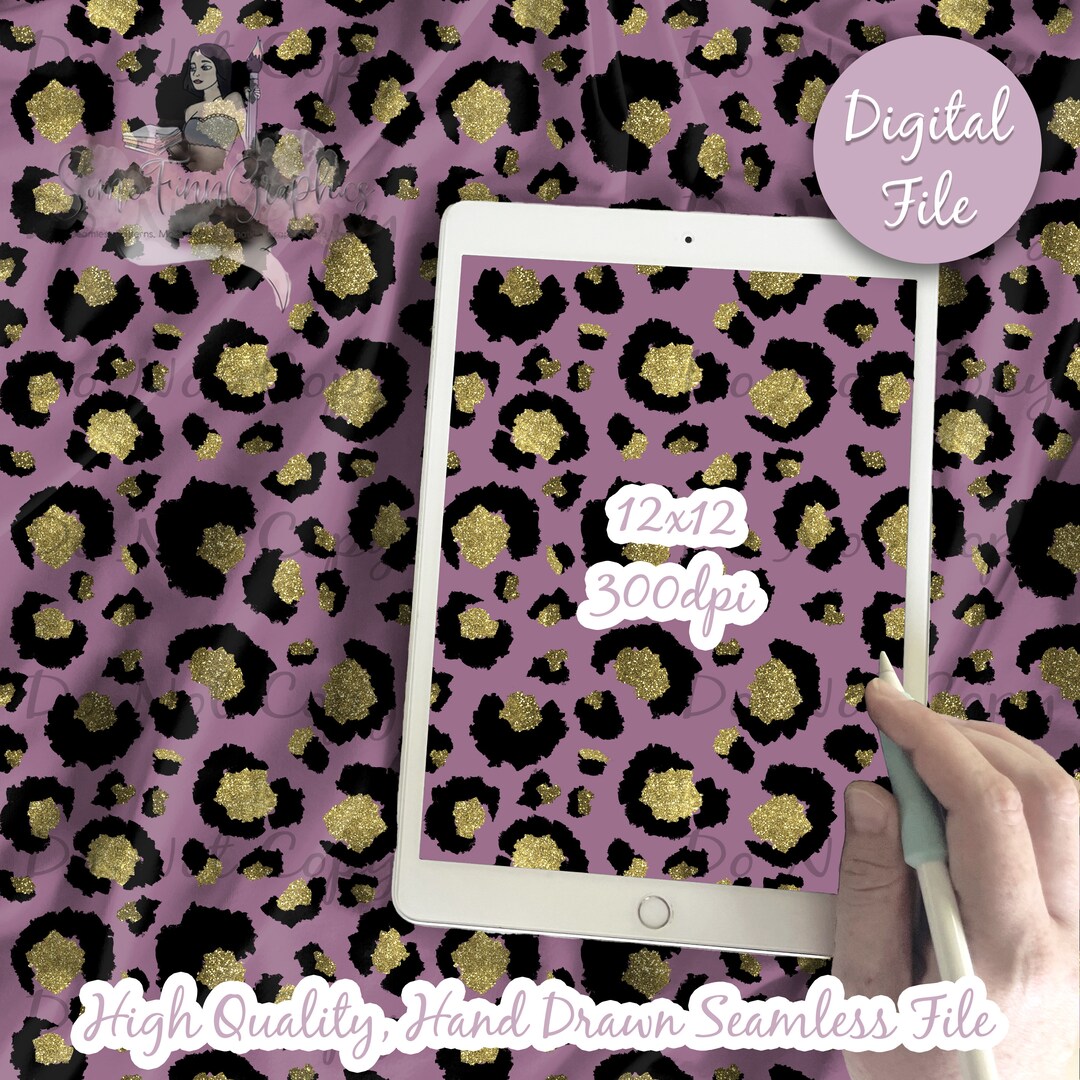 Gold Glitter Leopard Cheetah Print Digital Paper, Seamless Western ...