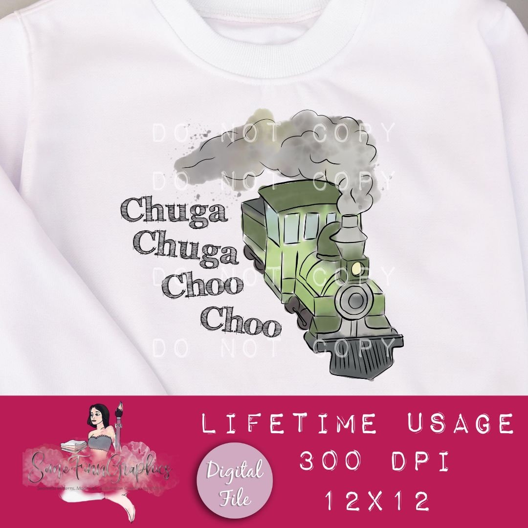 Choo Choo Digital Graphic - Train Clip Art PNG, Chuga Printable Sticker ...