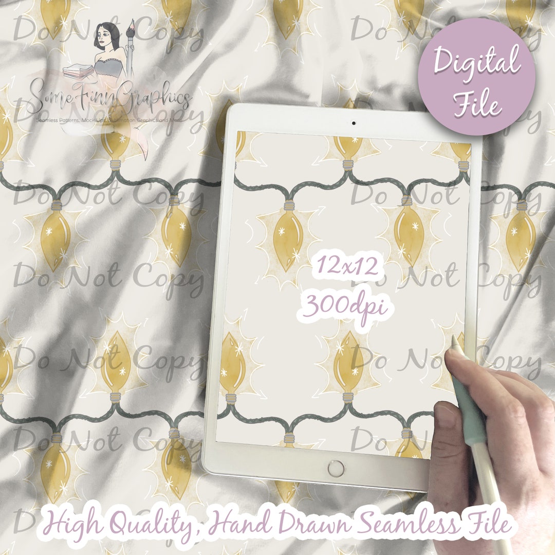 Yellow Christmas Lights Digital Paper - Seamless Christmas Tree Light ...