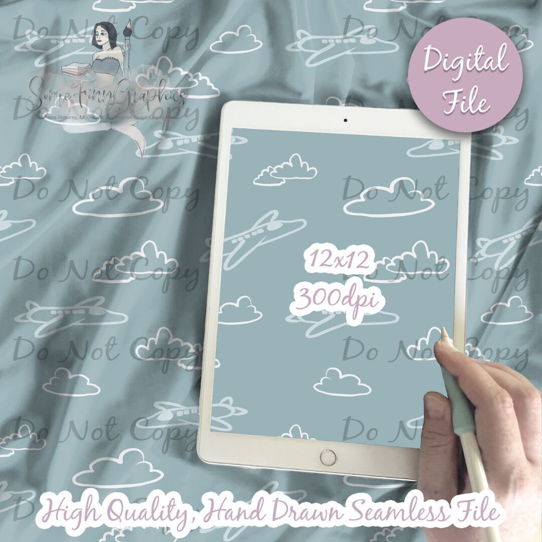 Airplane Digital Paper - Seamless Airplane Pattern, Plane Fabric ...