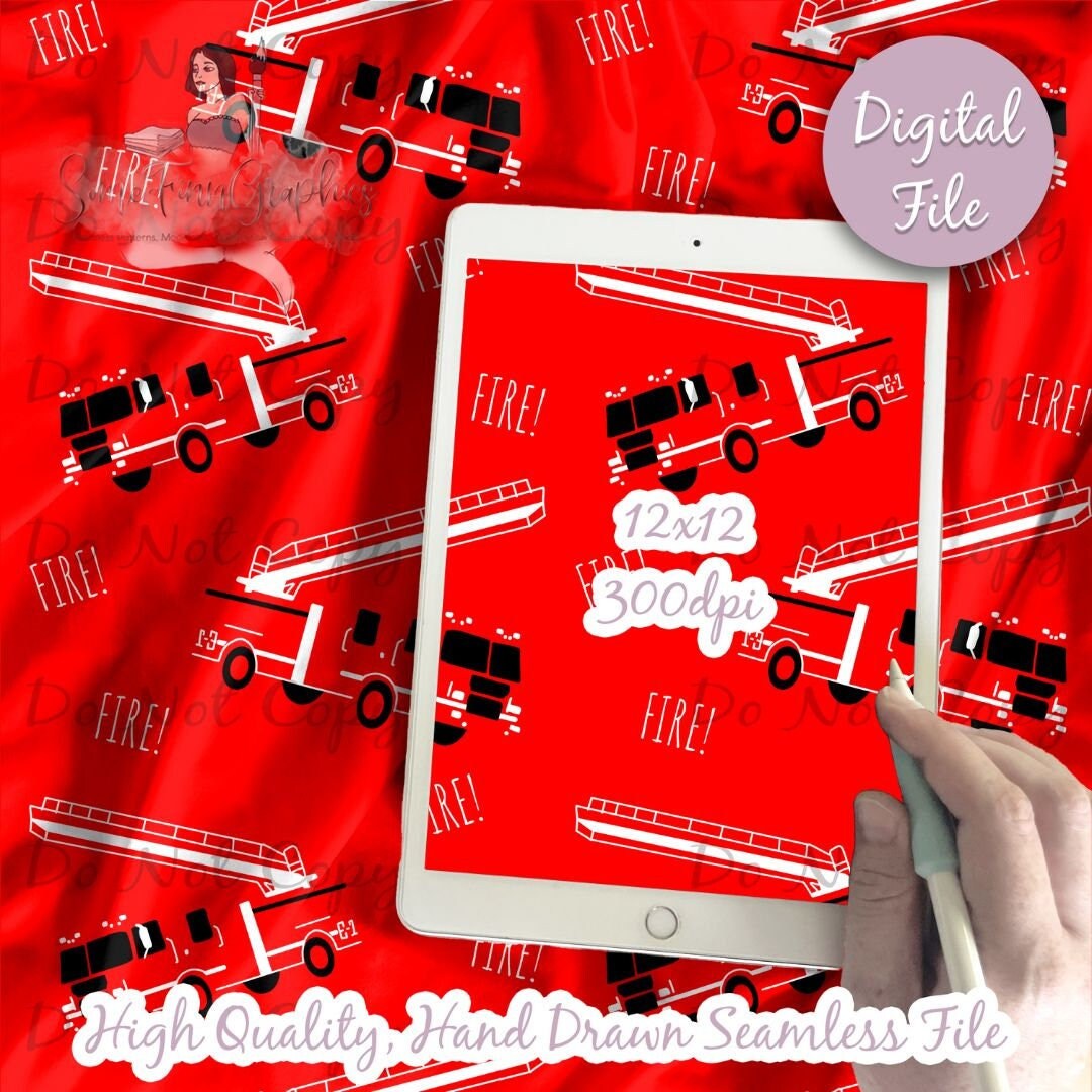 Firetrucks Digital Paper Seamless Fire Truck Pattern Fire - Etsy