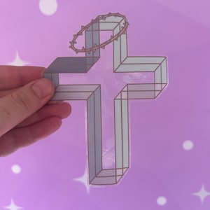 Cross Suncatcher Sticker for Windows, Removable Christian Window Cling ...