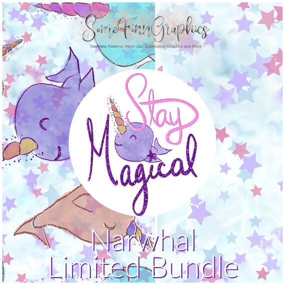LIMITED BUNDLE Narwhals Digital Paper Seamless Girly Stars - Etsy