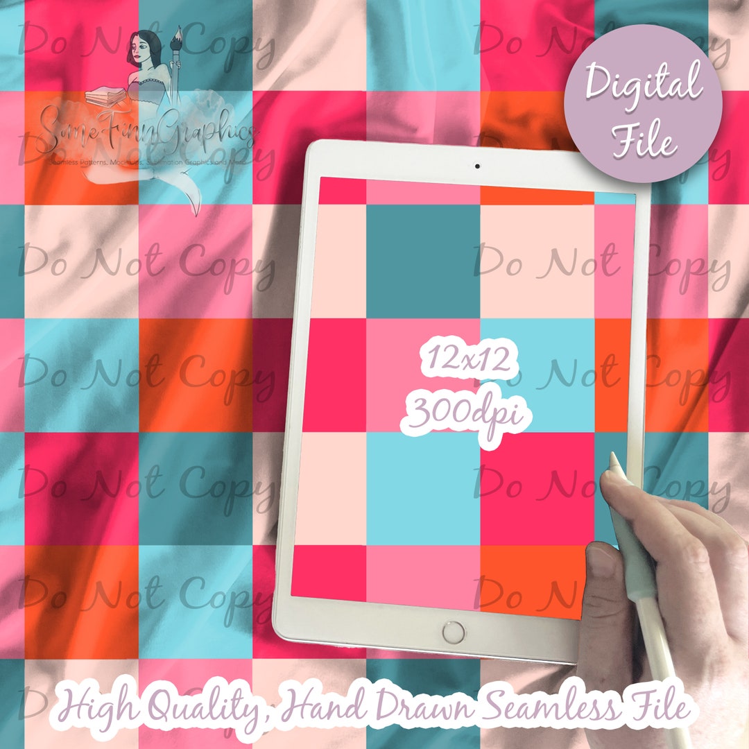 Checkered Pretty Girly Digital Paper - Seamless Pattern, Trendy Colors ...