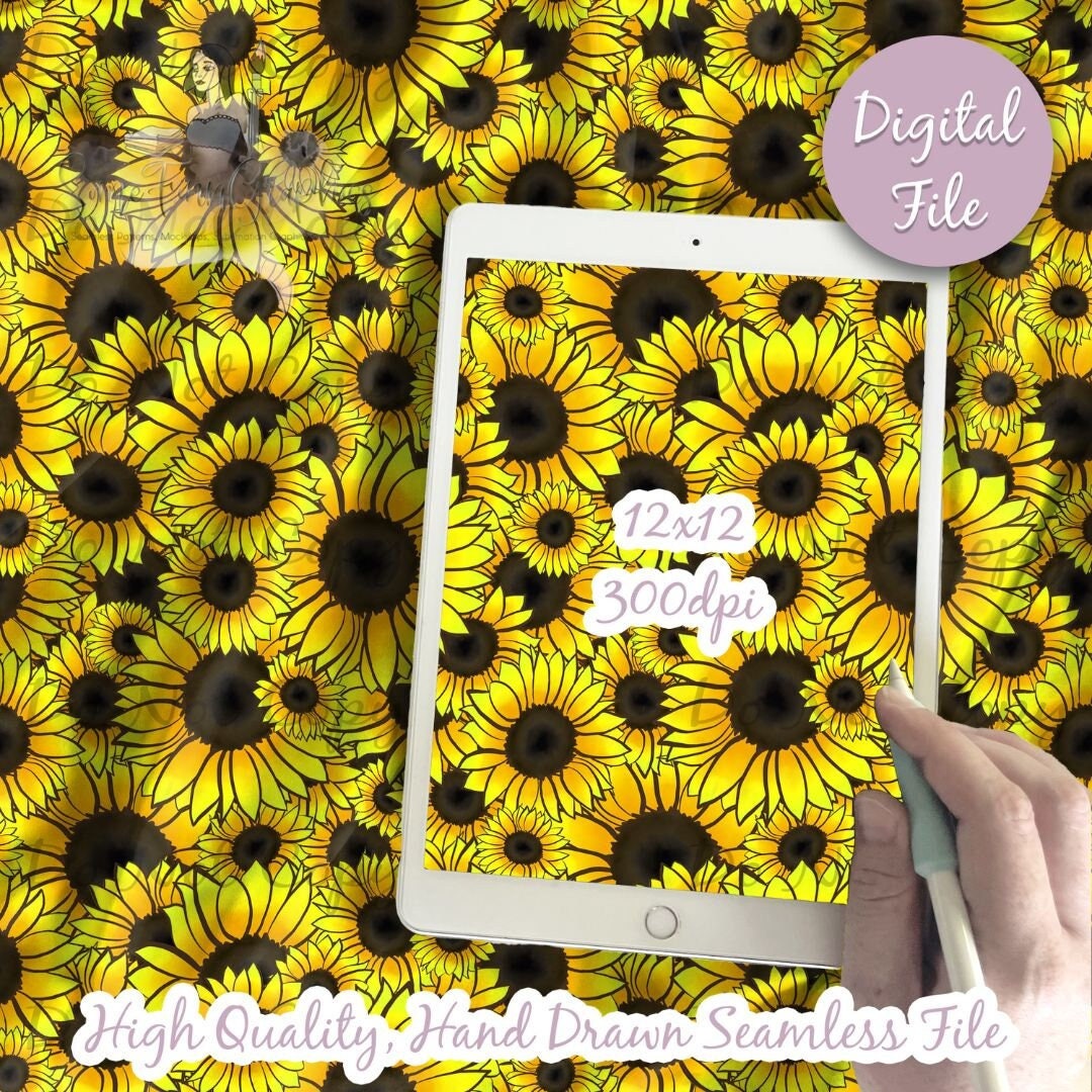 Sunflower Digital Paper, Seamless Floral Pattern, Sun Flower Fabric ...