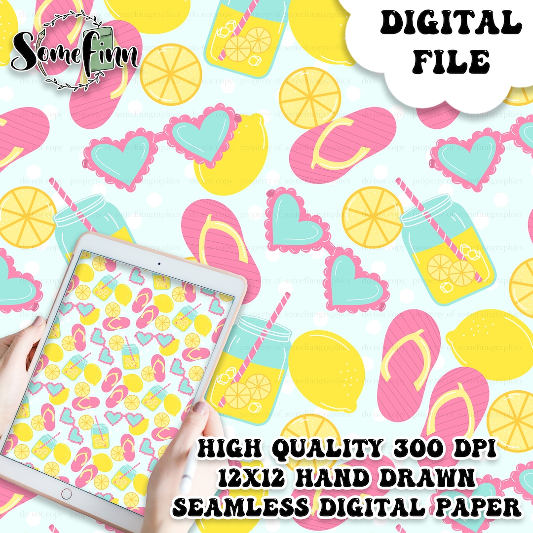 Lemonade Seamless Digital Paper Seamless Summer Days Pattern, Lemon ...