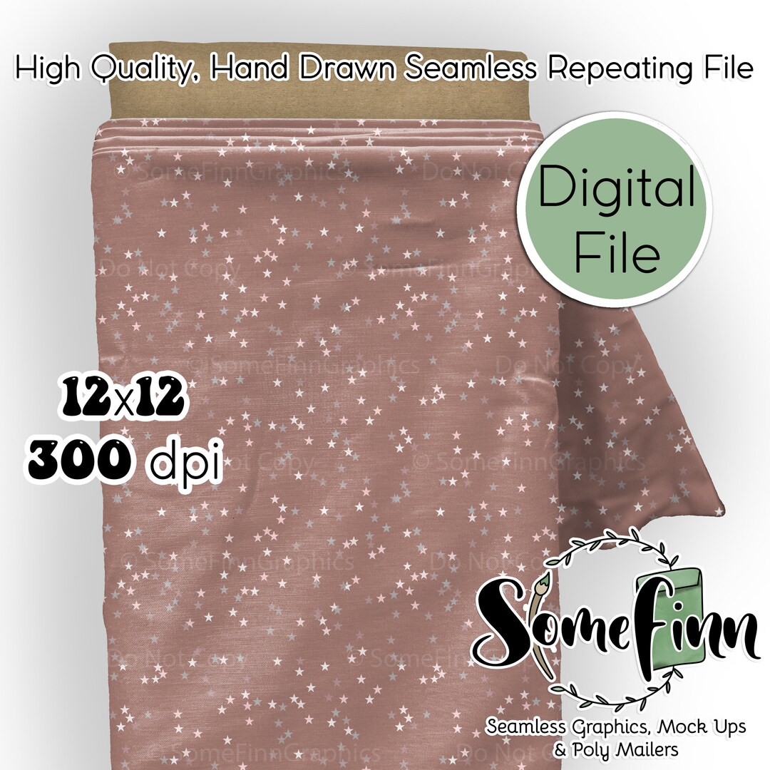 Boho Stars Blue Digital Paper, Seamless Dainty Star Pattern, Girly ...