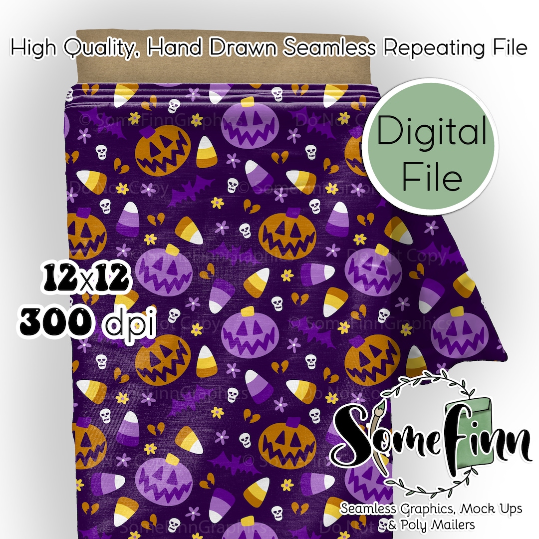 Halloween Pumpkin Digital Paper, Seamless Halloween Pattern, Skulls ...