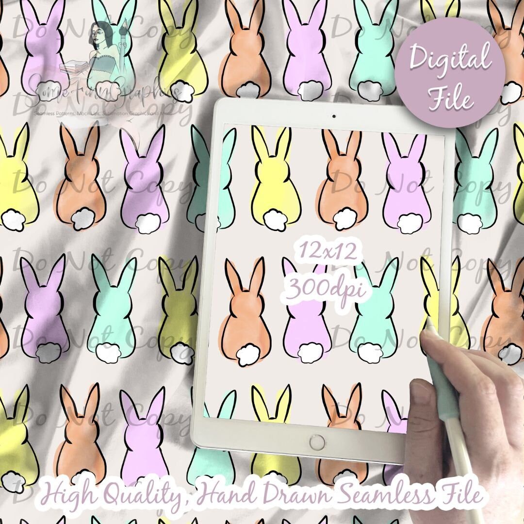 Bunny Digital Paper - Seamless Patterns, Custom Fabric, Printable ...