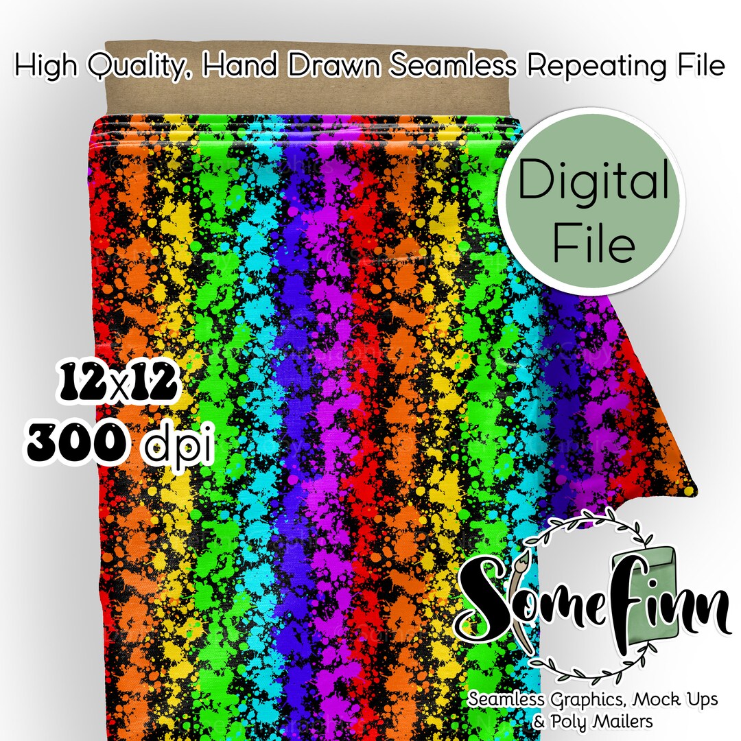 Rainbow Splatter Stripes Seamless Pattern Design / Rainbow Stripe for ...