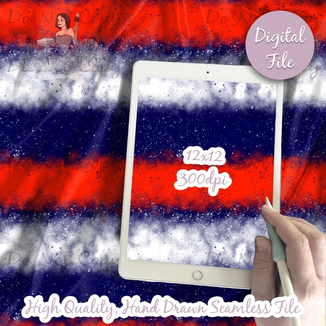 Watercolor Red White Blue Stripe Digital Paper, Seamless 4th of July ...