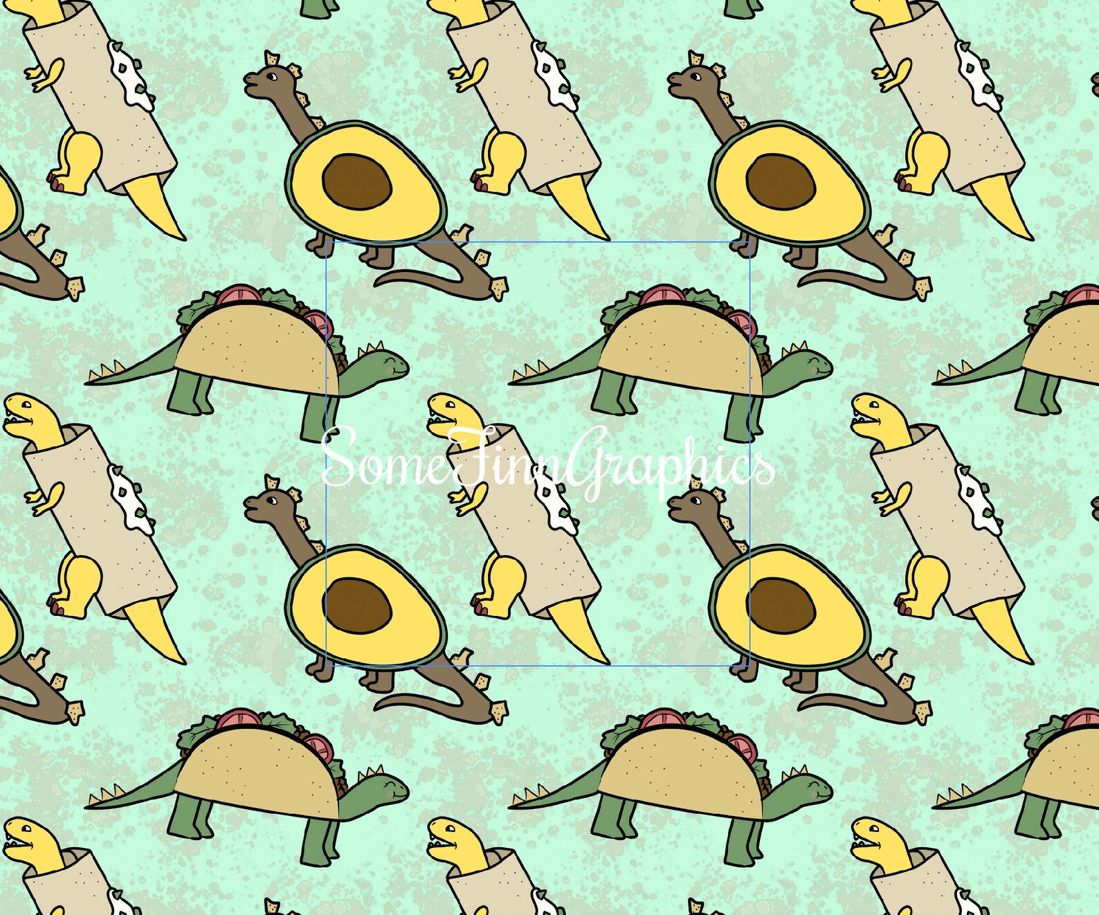Taco-saurus Rex Seamless Avocado-saurus Pattern | Etsy