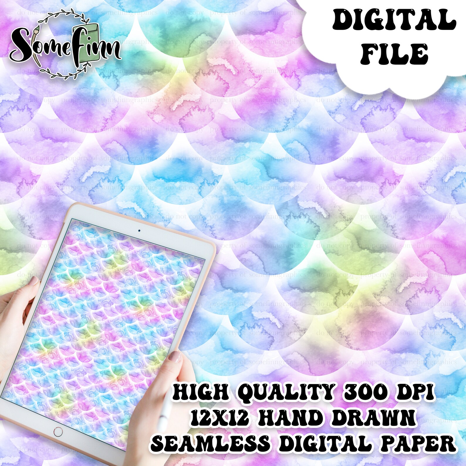 Scales Seamless Digital Paper - Seamless Mermaid Scales Pattern ...
